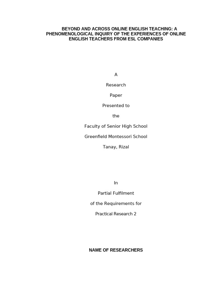 Sample Research Format | PDF
