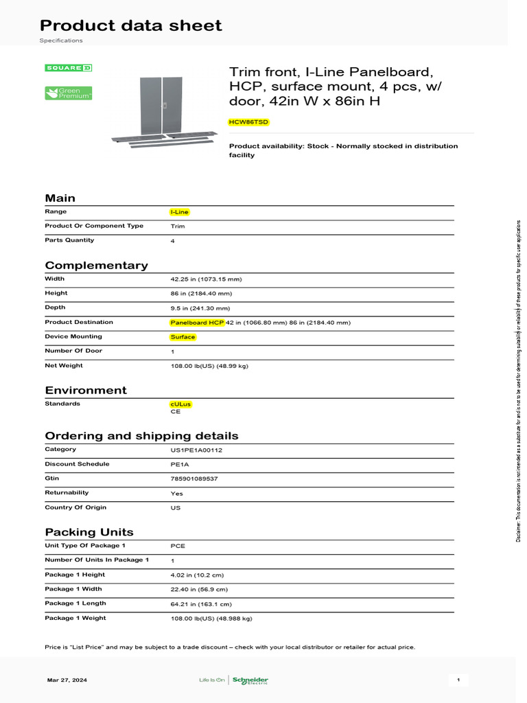 Schneider Electric - Square-D-ILine-Power-Distribution-Panelboards ...