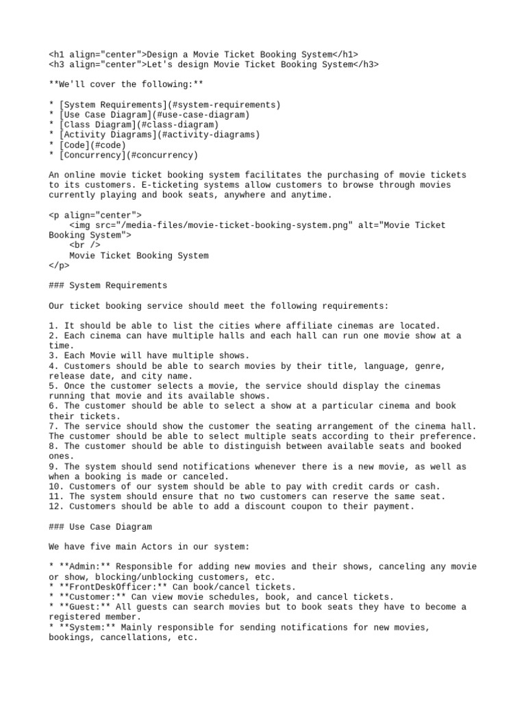 Design A Movie Ticket Booking System | PDF