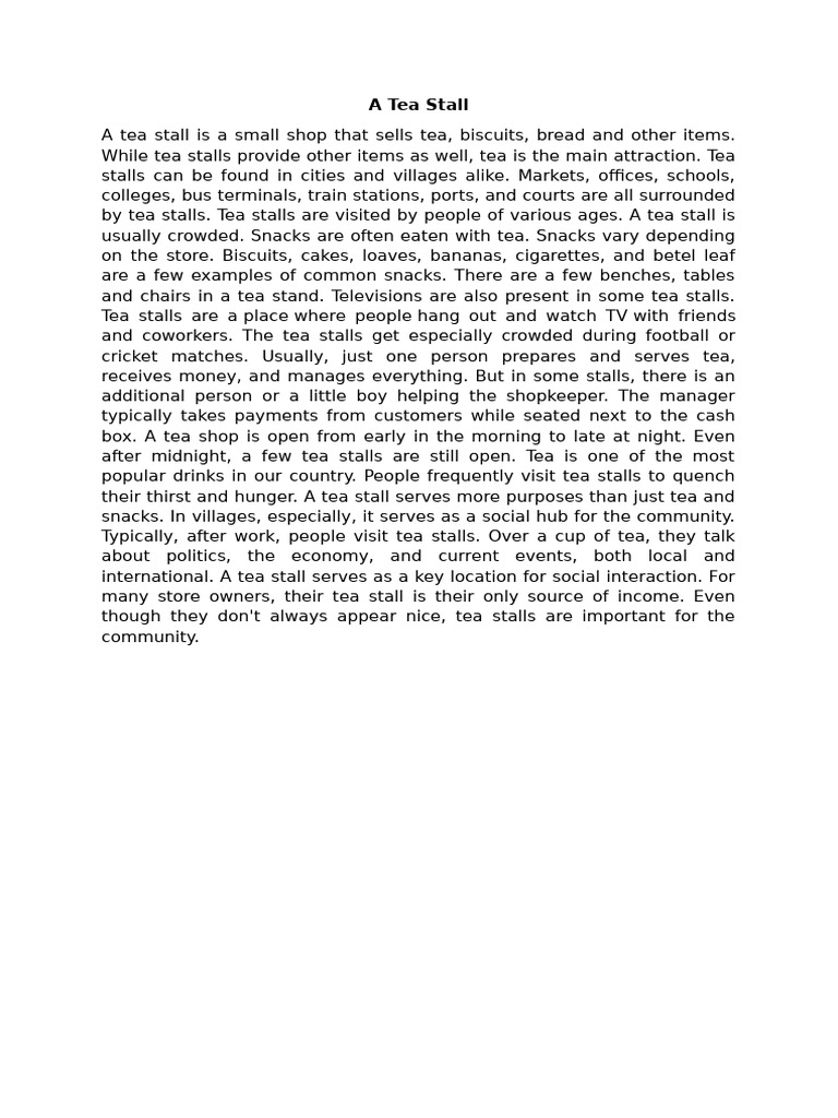 A Tea Stall | PDF