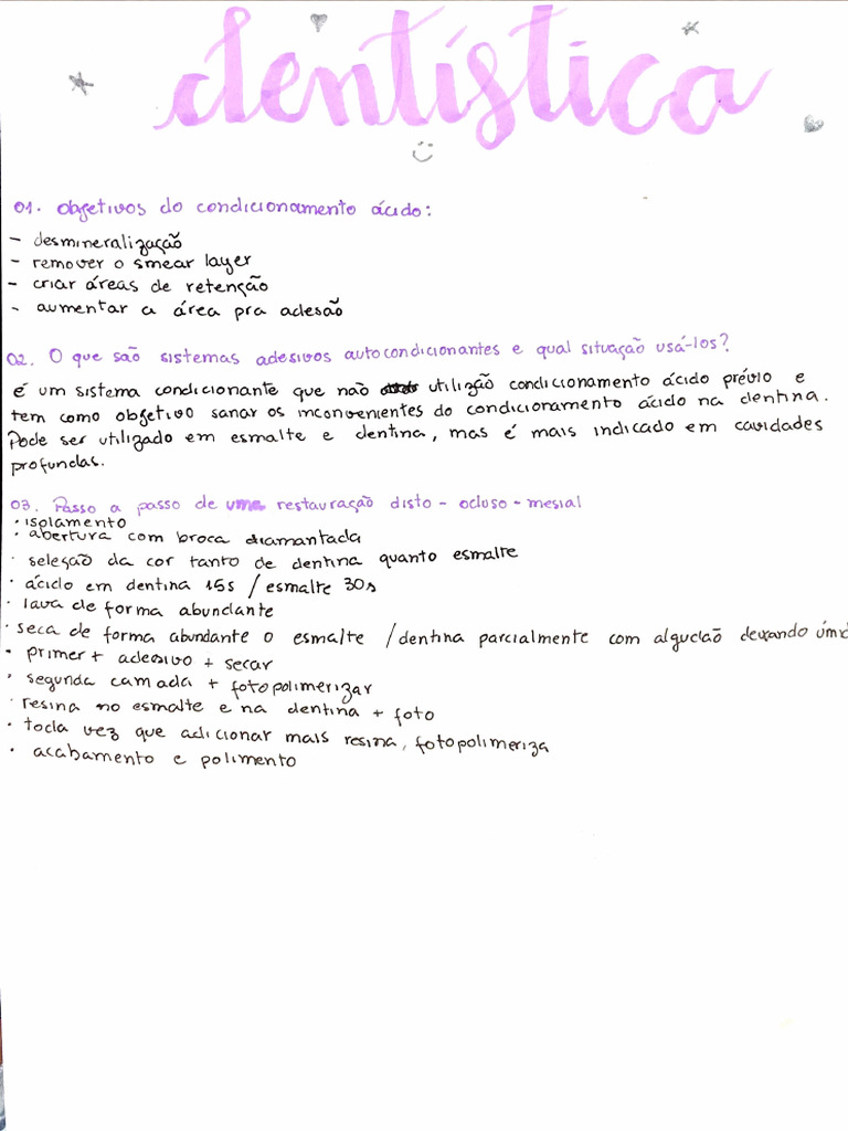 Respostas Abertas Dentística Av2 | PDF
