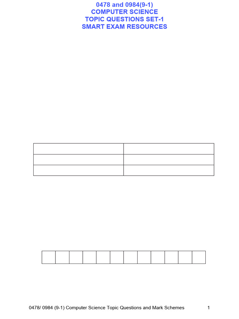 1.1.1 IGCSE Computer Science Number Systems Topic Questions Paper 1 Set ...