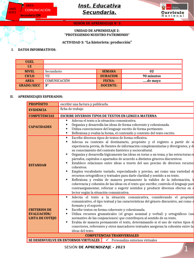 3 Ses 3 Com Un3 Sem1 - 2023 | PDF