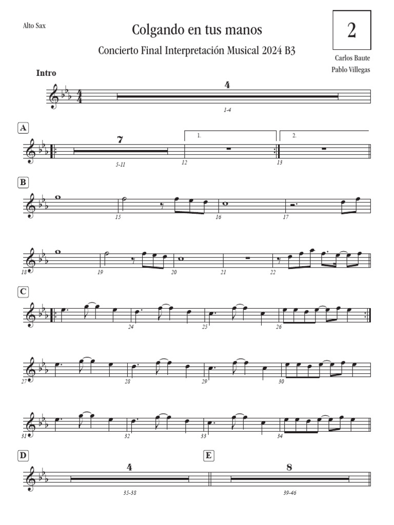 Acordes y letra de "Colgando en tus manos" | PDF