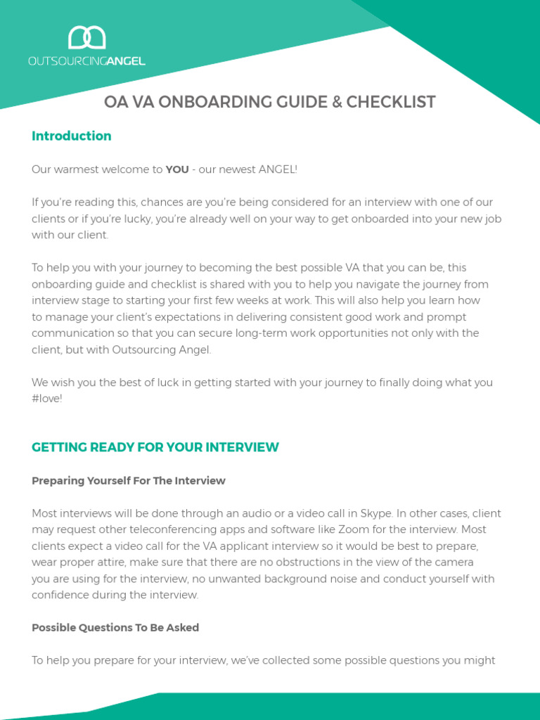 OA VA Onboarding Guide Checklist | PDF