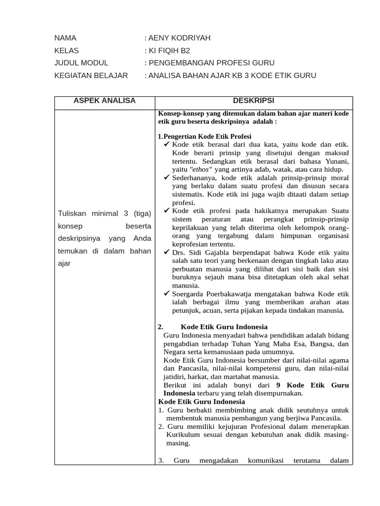Tugas Analisa Bahan Ajar KB 2 M8 | PDF
