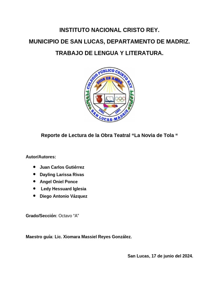 Trab Final - La Novia de Tola | PDF | Amor | Novela negra, policíaca y suspenso