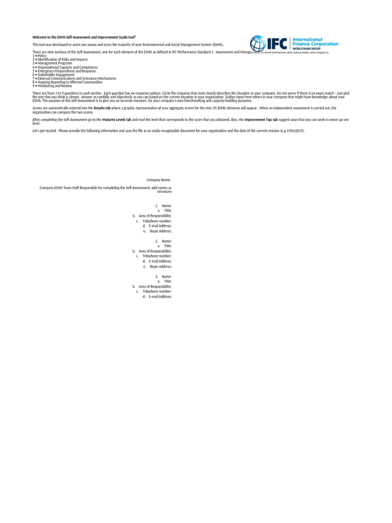 Esms Self Assessment en | PDF