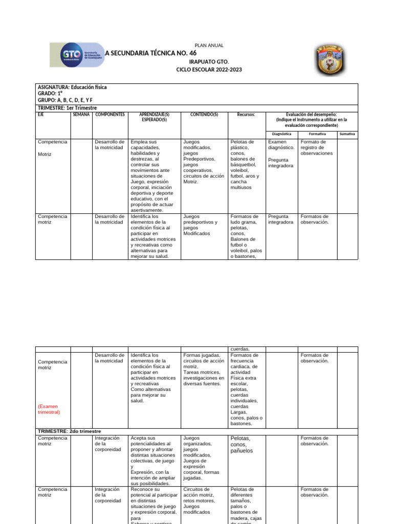 Plan Anual 1ero | PDF