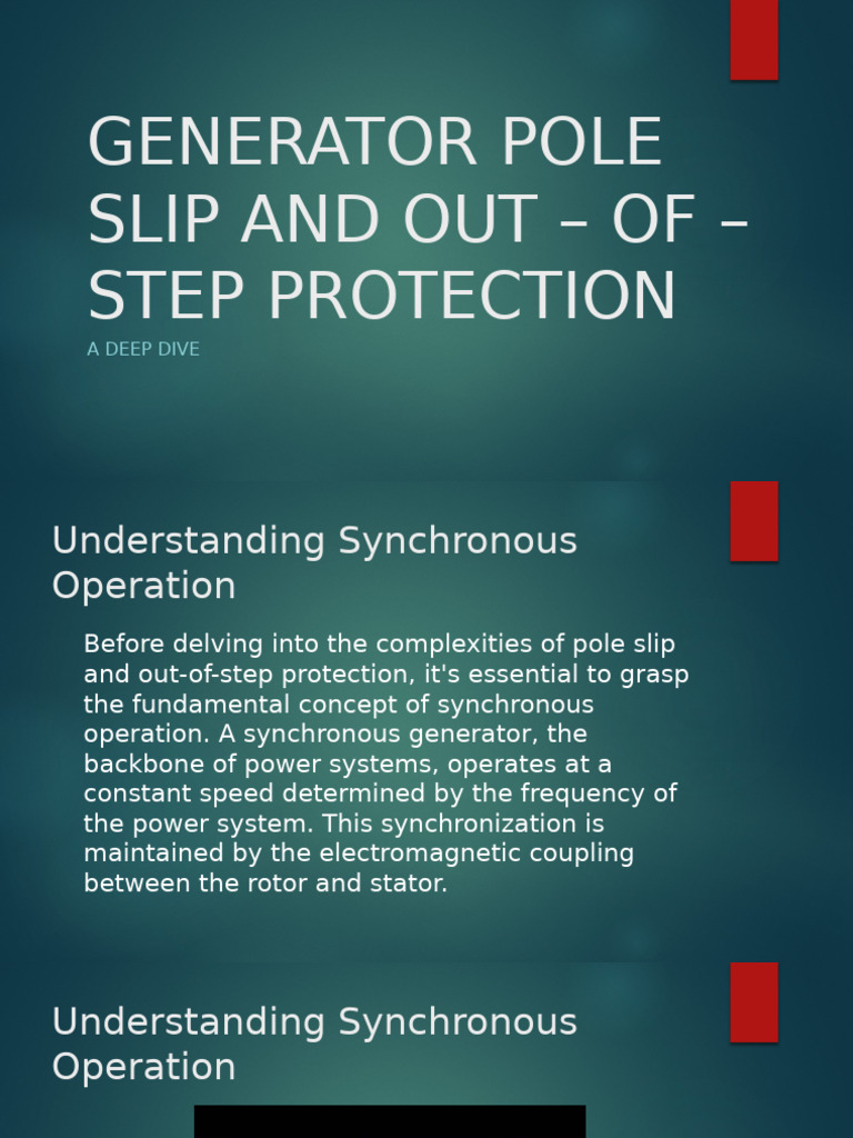 Generator Pole Slip and Out - of - Step Protection | PDF