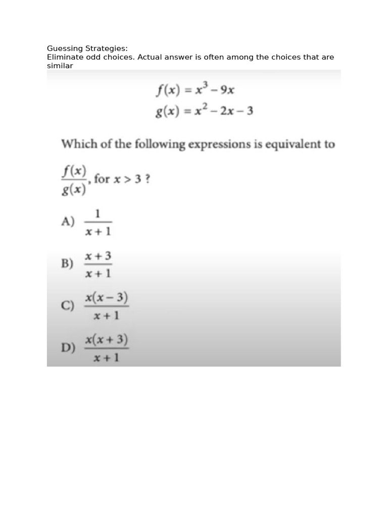 SAT Math Strategies | PDF