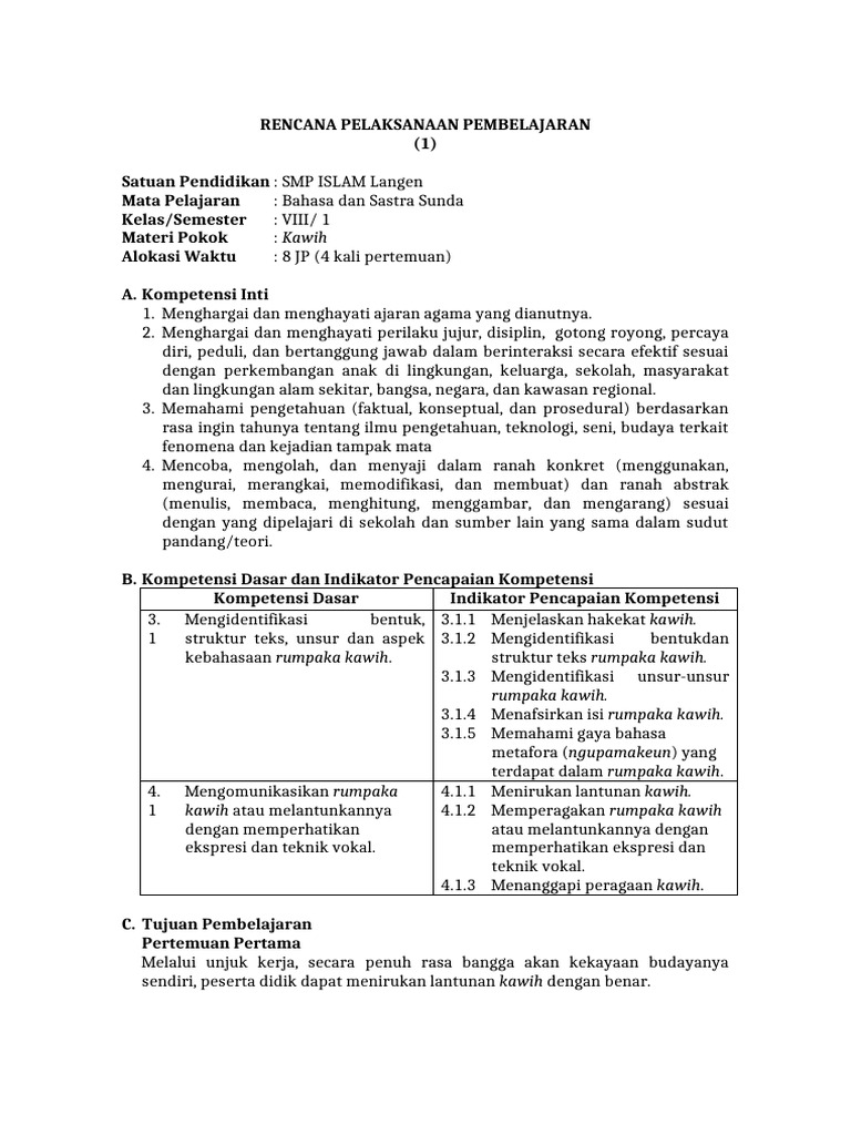 RPP Kawih | PDF