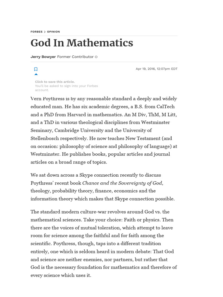 God in Mathematics | PDF