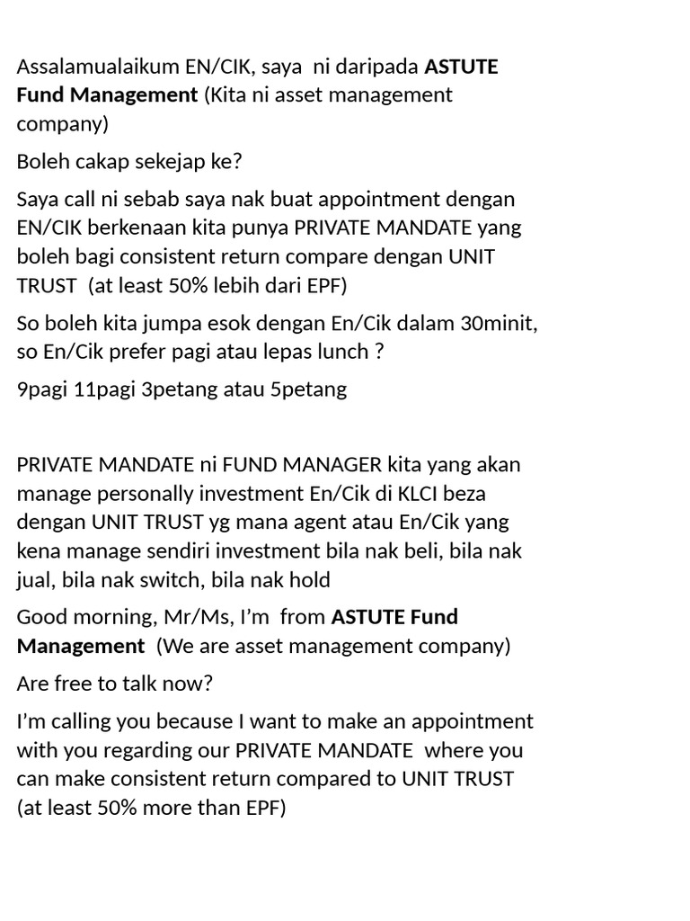 SCRIPT Private Mandate | PDF