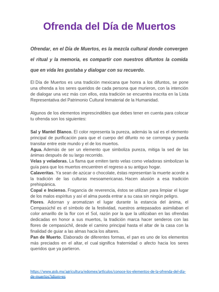 Ofrenda de Dia de Muertos | PDF