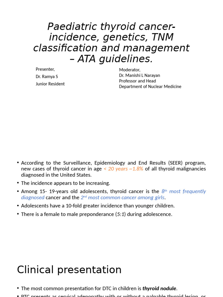 Paediatric Thyroid Cancer-Incidence, Genetics, TNM Classification | PDF | Thyroid | Metastasis