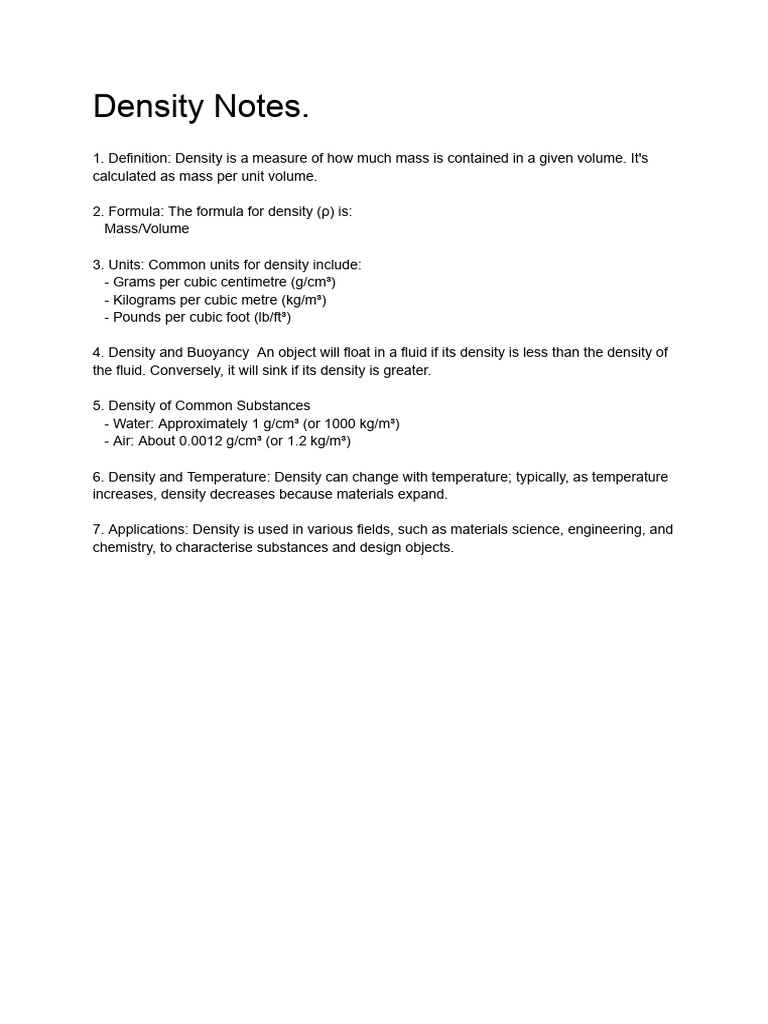 Density Notes | PDF