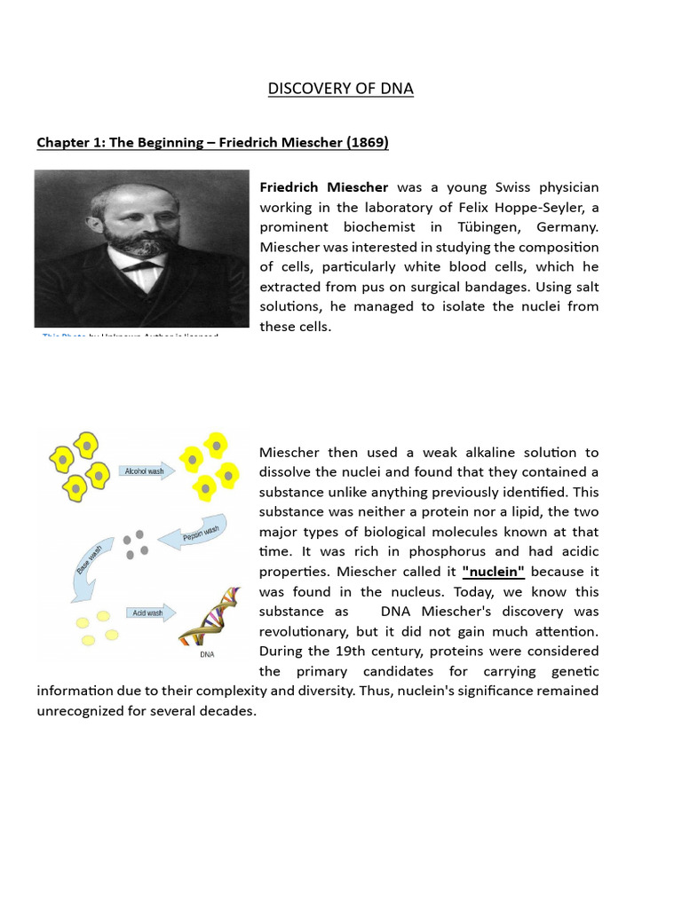 Discovery of DNA: Key Milestones | PDF | Biology | Life Sciences