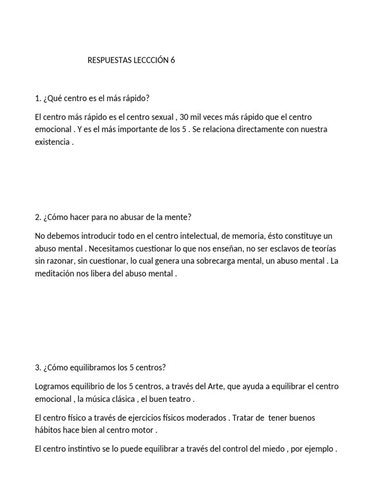 Respuestas Lección 6 | PDF