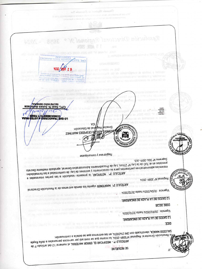 Encargatura Dirección Correccion Reverso | PDF