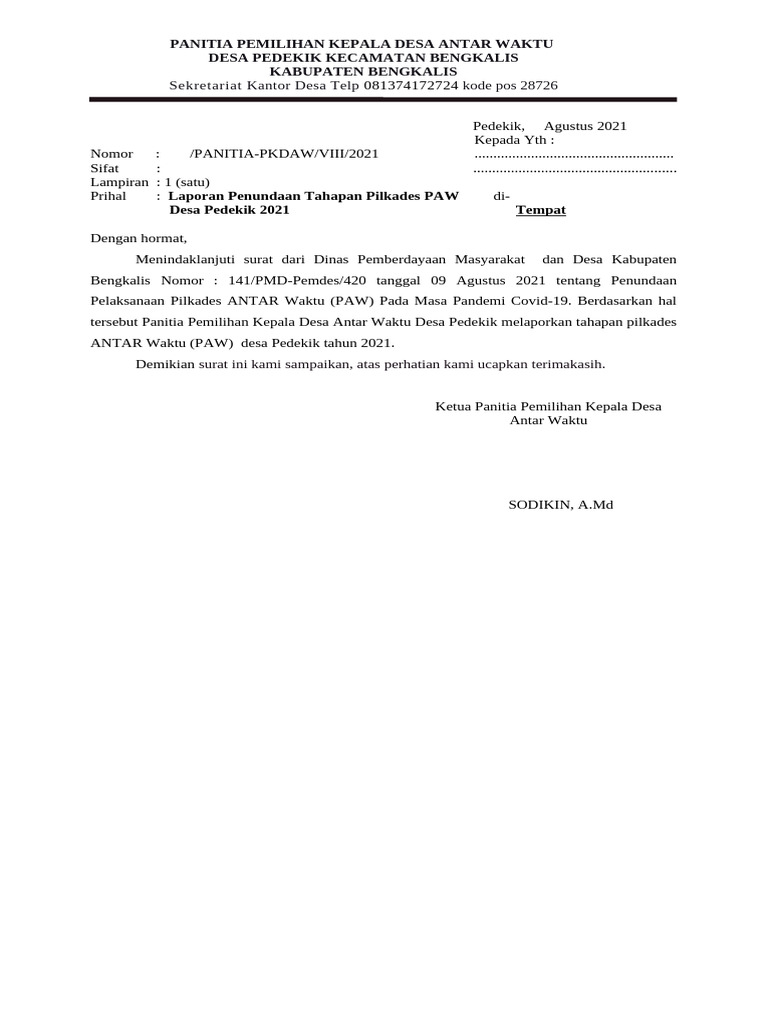 Surat Pengantar Ke PMD | PDF