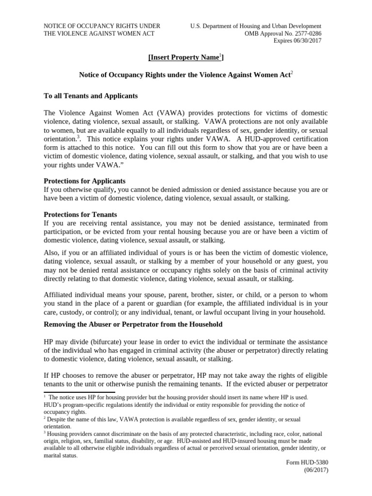Notice of Occupancy Rights Under VAWA | PDF