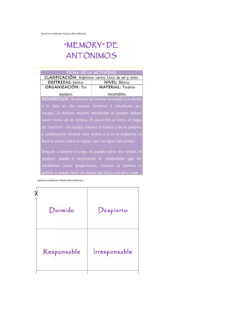 JUEGO DE LOS ANTONIMOS | PDF