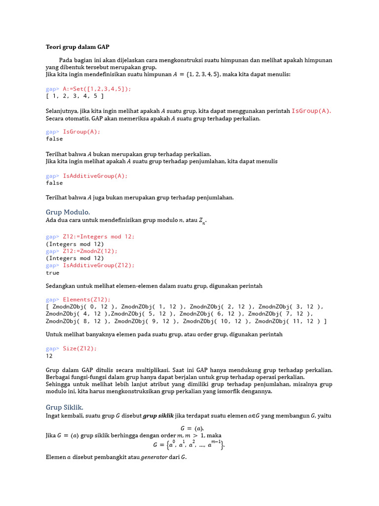 Teori Grup Dalam GAP | PDF