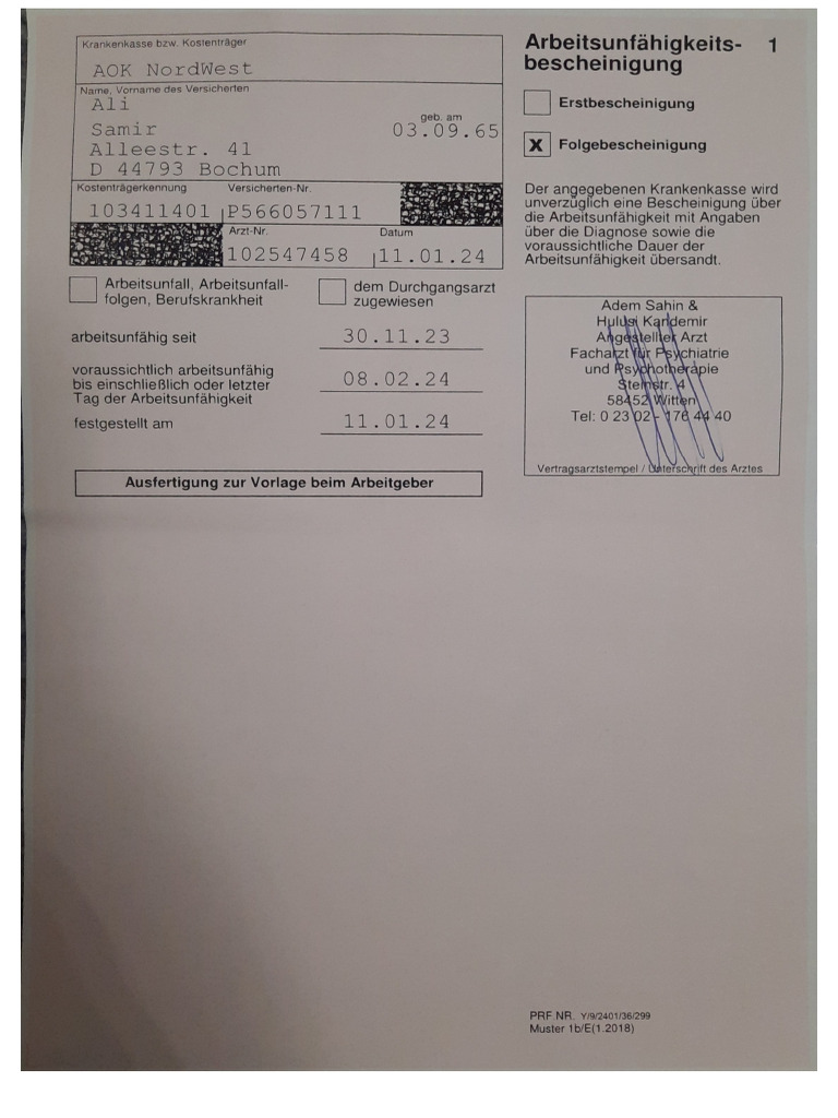 Samir Ali Krankschein | PDF