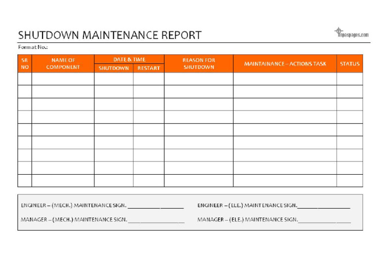 Shutdown Maintenance Report | PDF