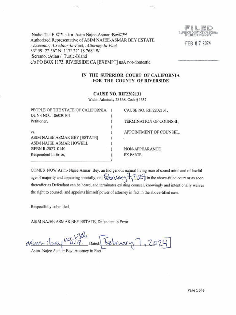 Terminate Counsel: Zulu Ali Re:2202131, EVIDENCE OF GENOCIDE ...