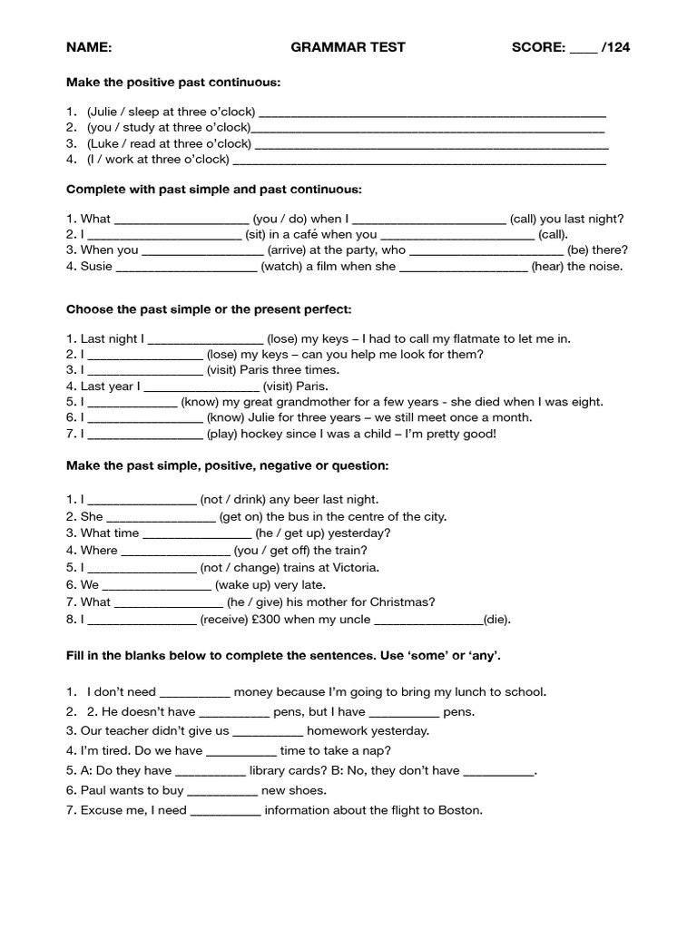 Grammar Test B2 | PDF