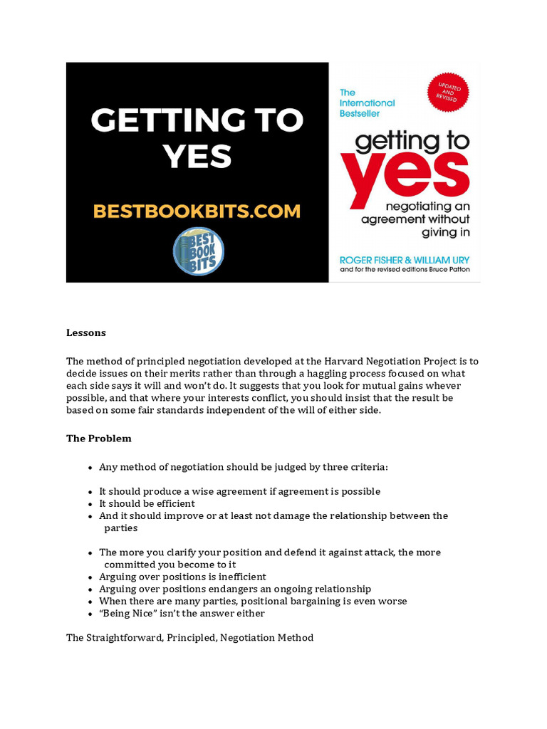 Getting To Yes | PDF