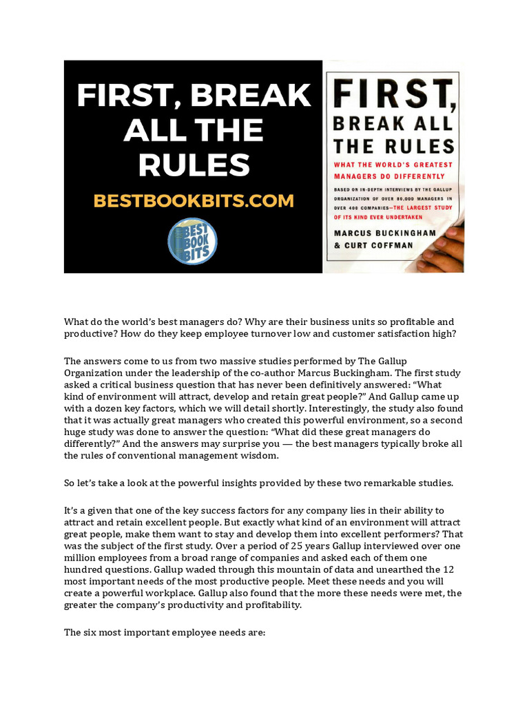 First, Break All The Rules | PDF
