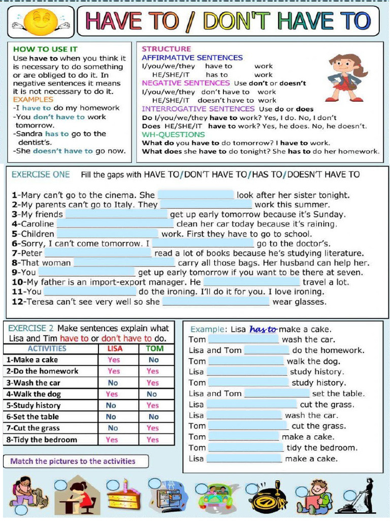 Have To and Dont Have To Worksheet | PDF