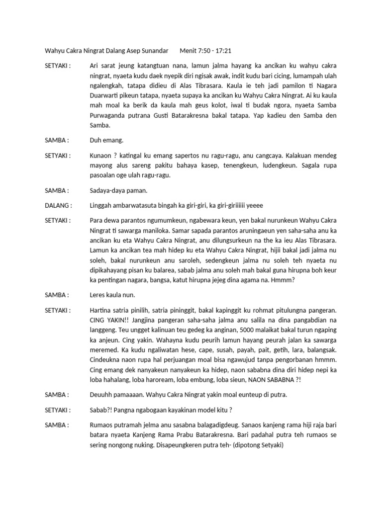 Naskah Wahyu Cakra Ningrat Part3 | PDF