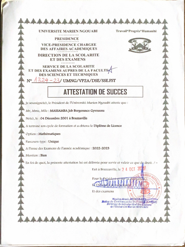 Attestation de Licence - Job | PDF