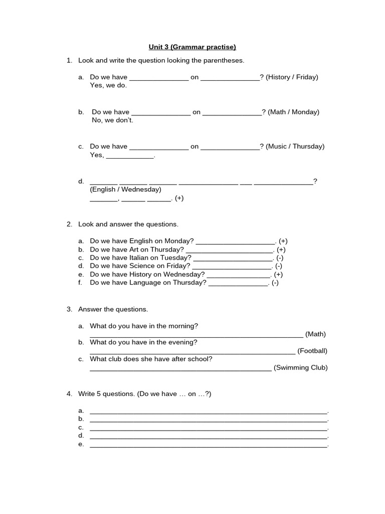 Unit 3 - Grammar Practise | PDF