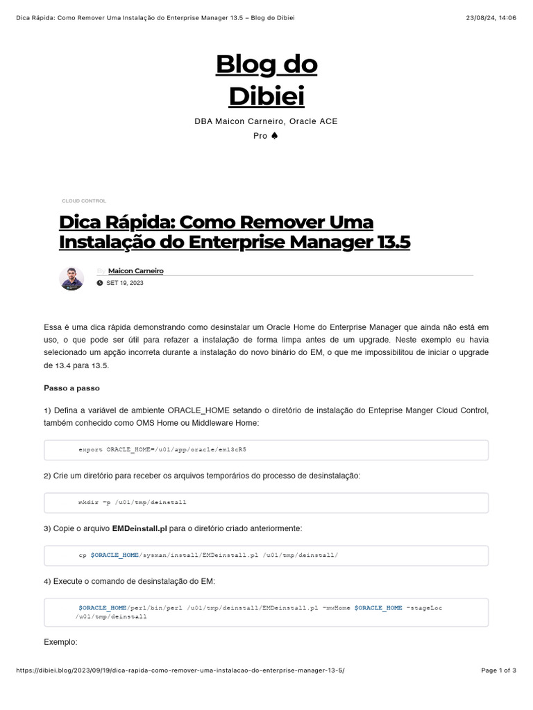 Dica Rápida: Como Remover Uma Instalação Do Enterprise Manager 13.5 ... Dica Rápida: Como Remover Uma Instalação Do Enterprise Manager 13.5 ...