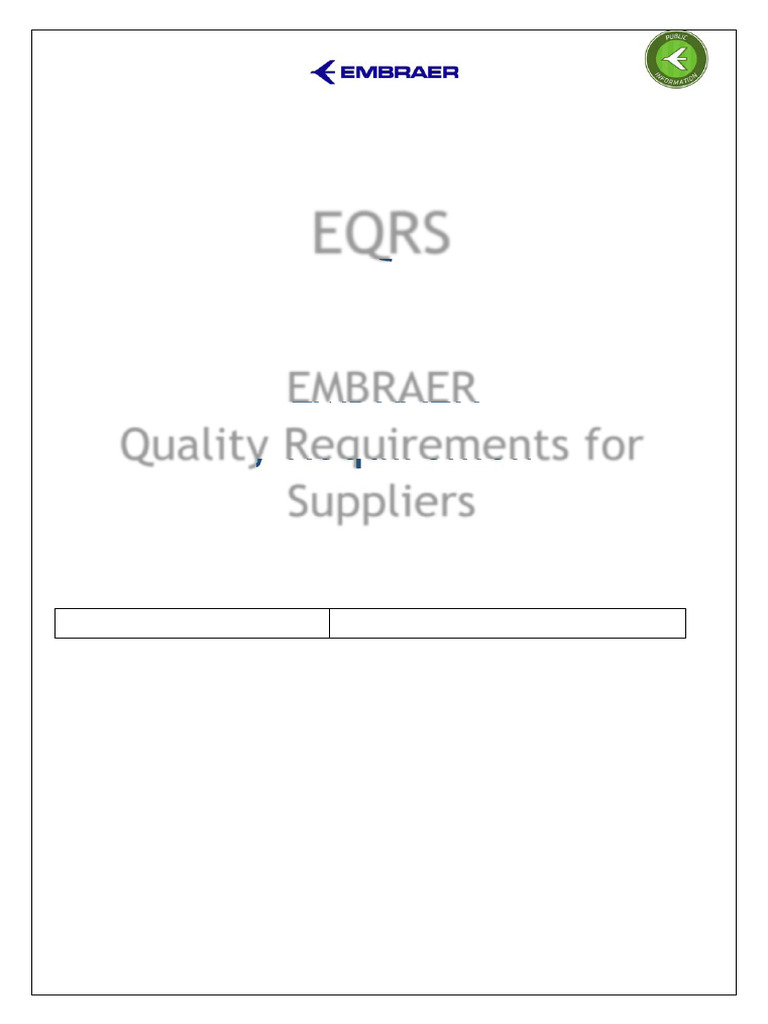 EMBRAER Supplier Quality Requirements | PDF | Aviation