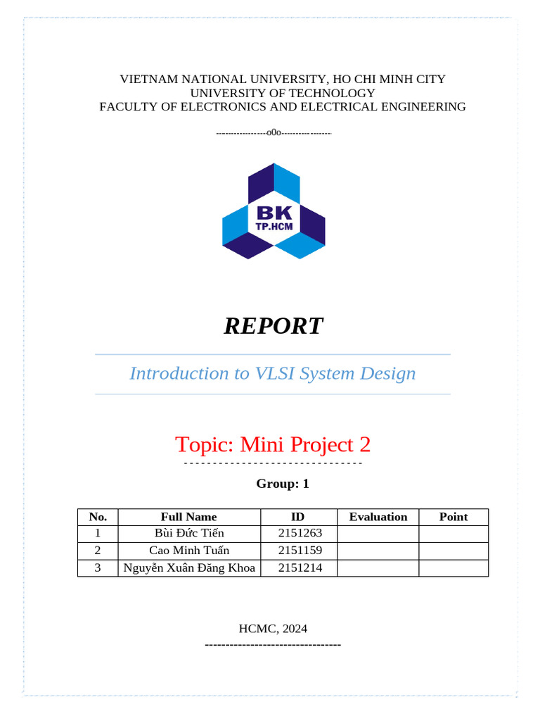 232 EE3425 Intro-VLSI Mini-Proj-2 TT01 20 | PDF
