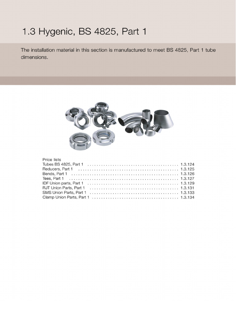 Hygienic Fittings Bs 4825 Part 1 | PDF