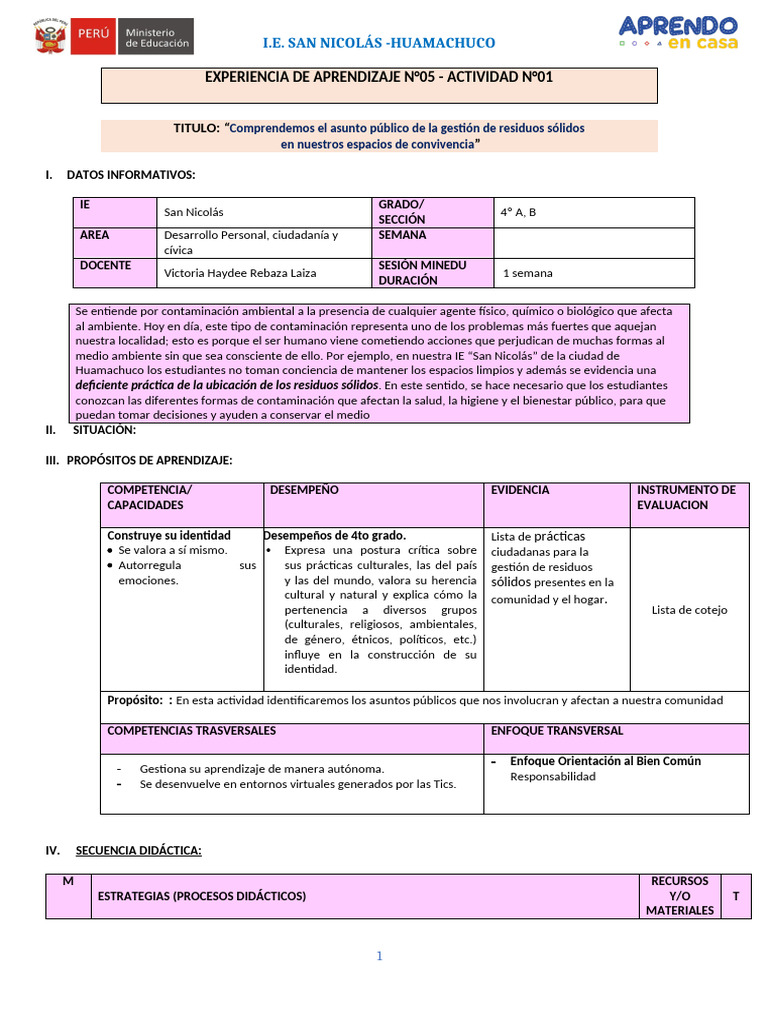 Actividad #01 DPCC Exp 05 | PDF