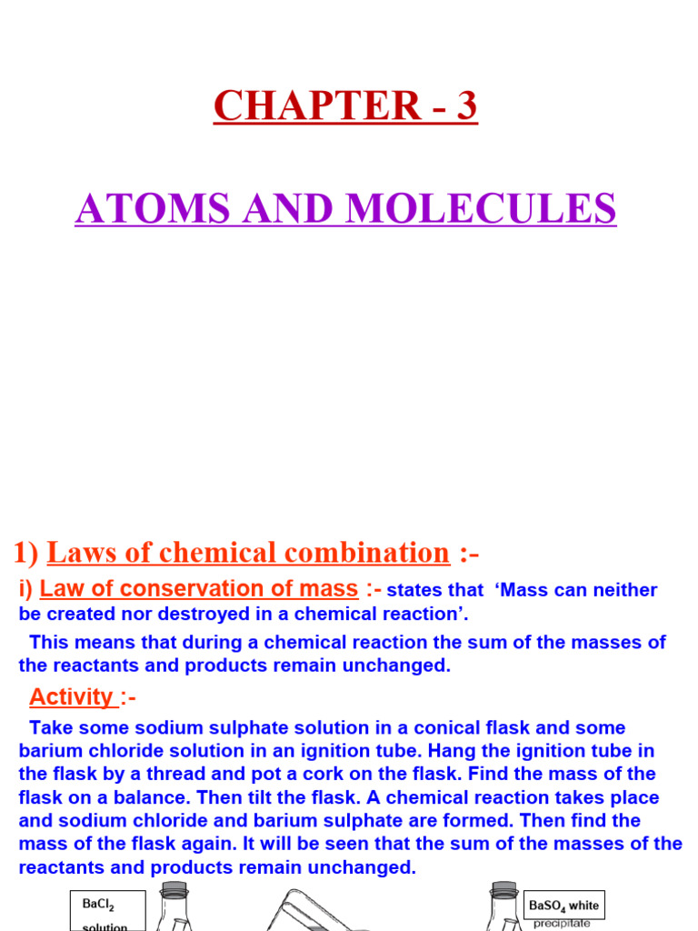 3 Atoms and Molecules | PDF | Ion | Molecules