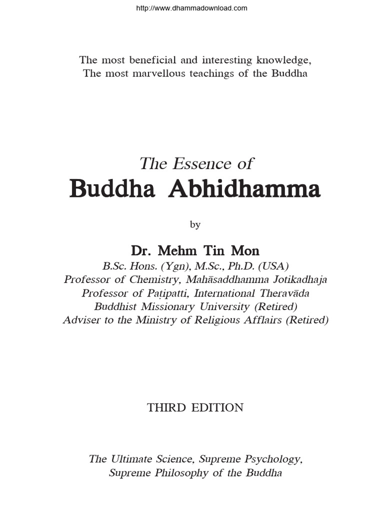 DrMehmTinMon The Essence of Buddha Abhidhamma | PDF