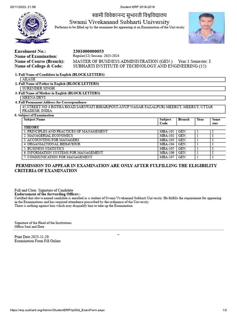 Student ERP 2018-2019 | PDF