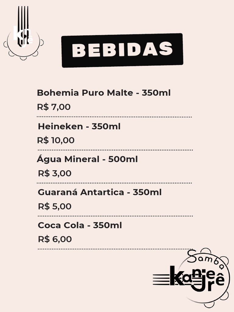 Cartaz Tabela de Preços de Cervejas Ilustrado Laranja e Amarelo | PDF