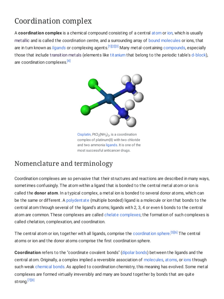 Coordination Complex - Wikipedia | PDF