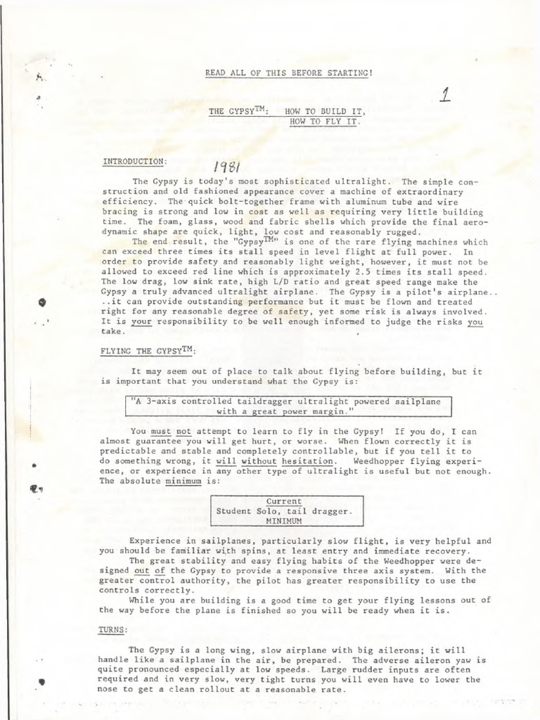 THE GYPSY HOW TO BUILD IT HOW TO FLY IT | PDF