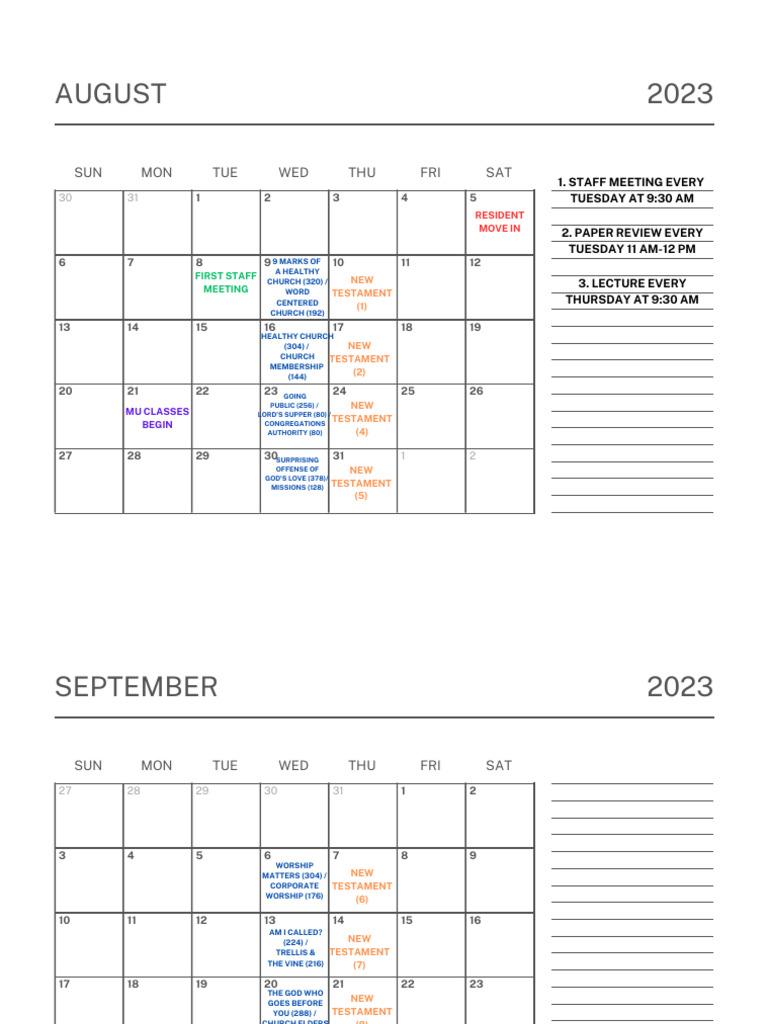 Pastoral Resident Schedule | PDF
